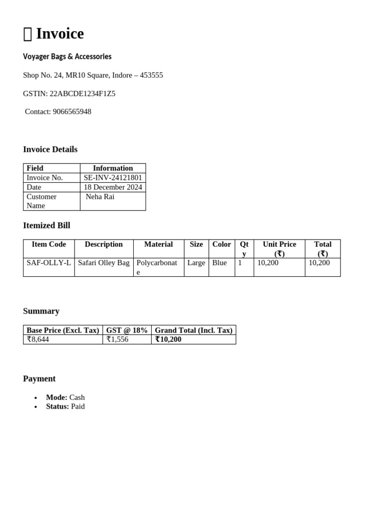 ? Invoice Bag | PDF