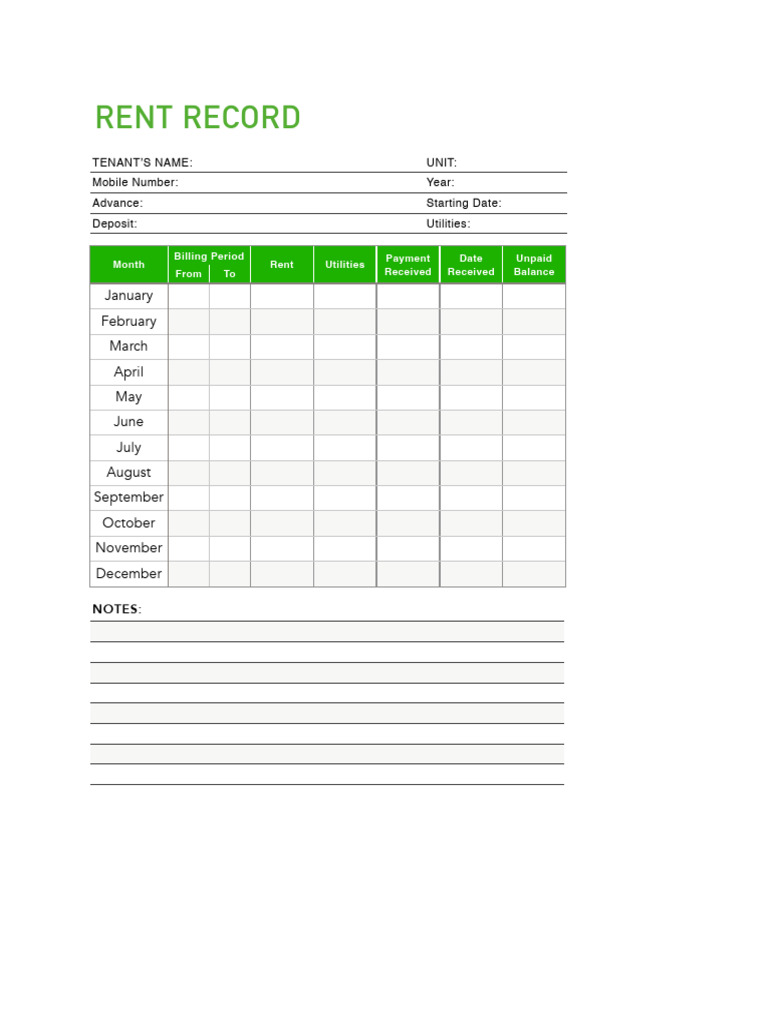 Tenant Rent and Water Billing Record | PDF