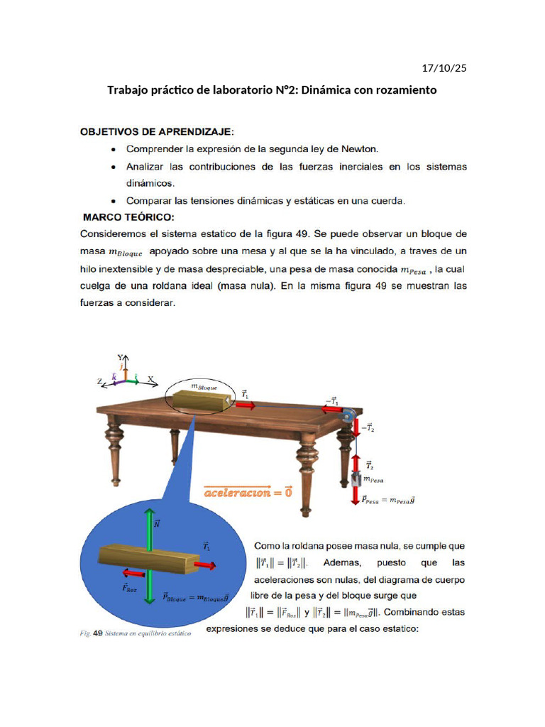 Dinámica con Rozamiento: Laboratorio 2 | PDF