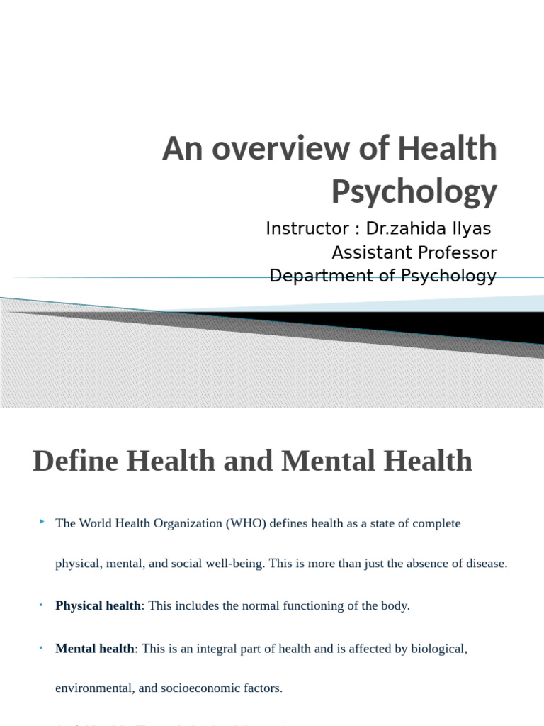 Overview of Health Psychology Principles | PDF | Well Being | Health ...