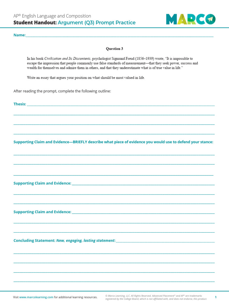 AP English Language Argument Practice | PDF
