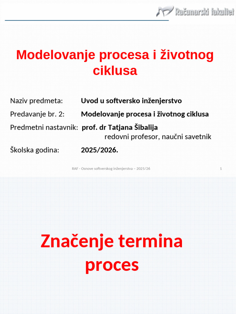 L02 Modelovanje Procesa I Zivotnog Ciklusa 2025-26 | PDF
