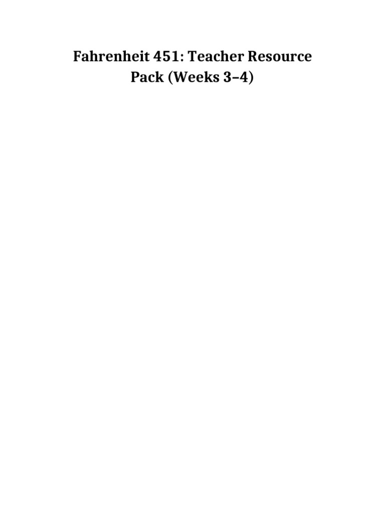 Fahrenheit 451 Teacher Resource Pack | PDF | Cognition