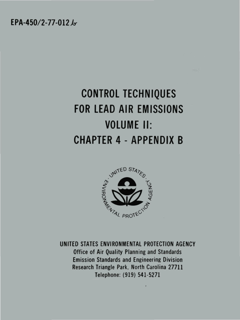 Control Techniques For Lead Air Emissions VOL II - Chapter 4 - Appendix B | PDF