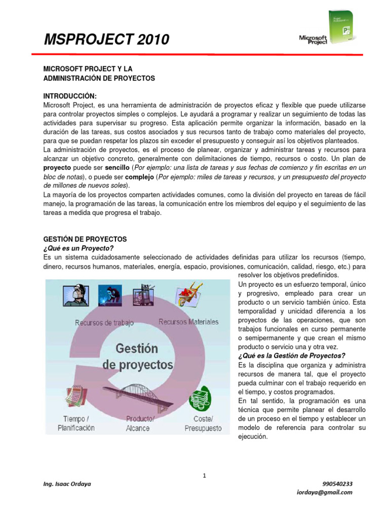 Microsoft Project 2010: Guía de Uso y Gestión | PDF | Gestión de ...