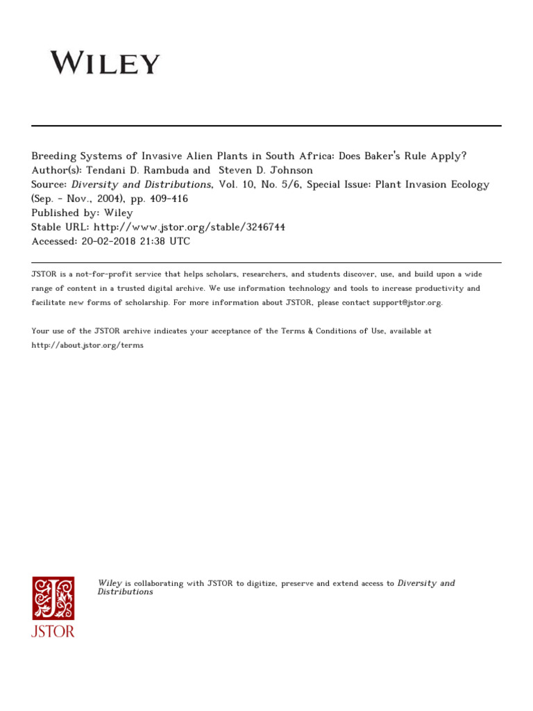Breeding Systems of Invasive Alien Plants | PDF | Flowers | Pollination