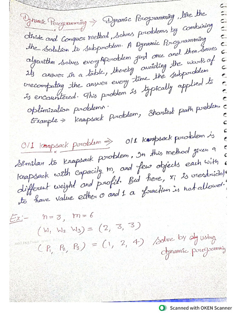 Dynamic Programming Knapsack Problem | PDF