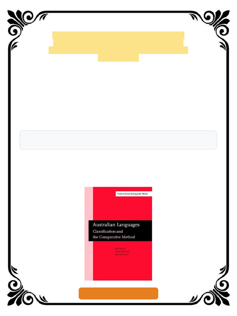 Australian Languages Classification and The Comparative Method 1st ...