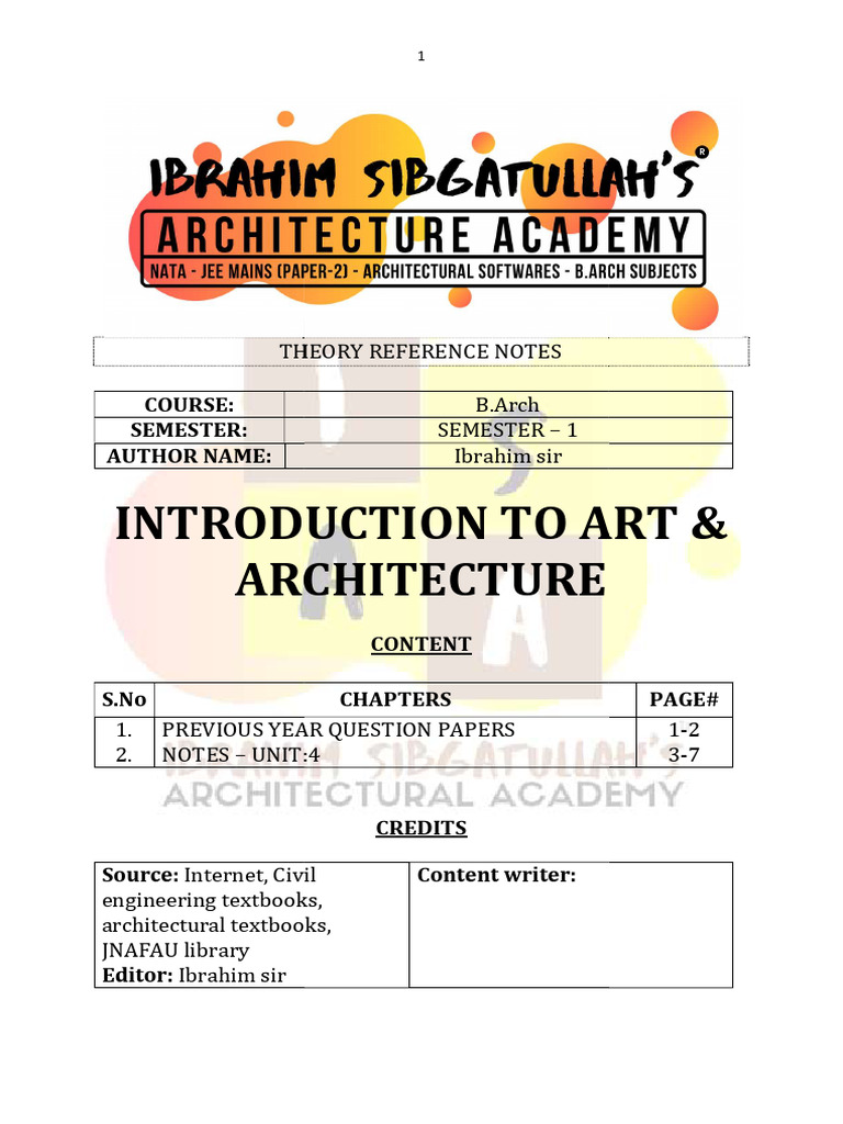 Introduction to Art & Architecture Notes | PDF | Architect