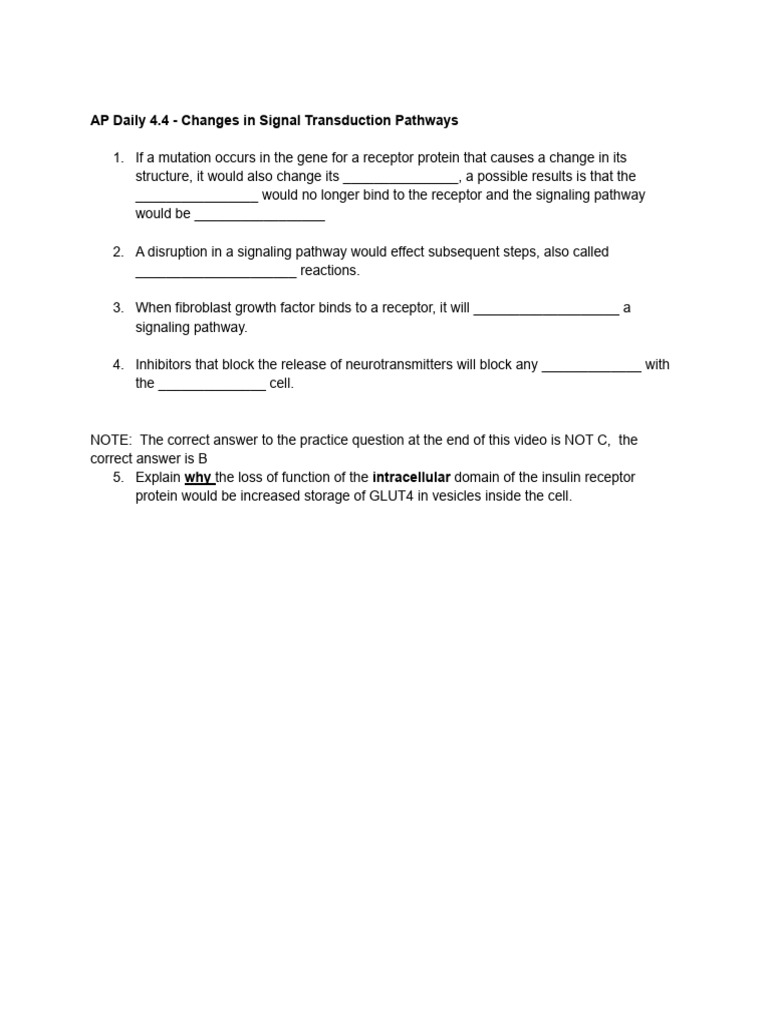 Signal Transduction Pathway Changes | PDF