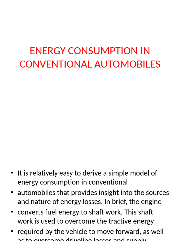 Energy Consumption in Conventional Cars | PDF | Internal Combustion ...
