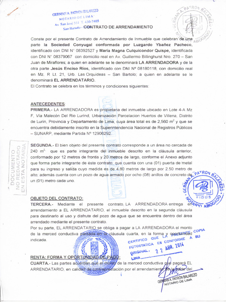 Contrato de Alquiler Pozo | PDF