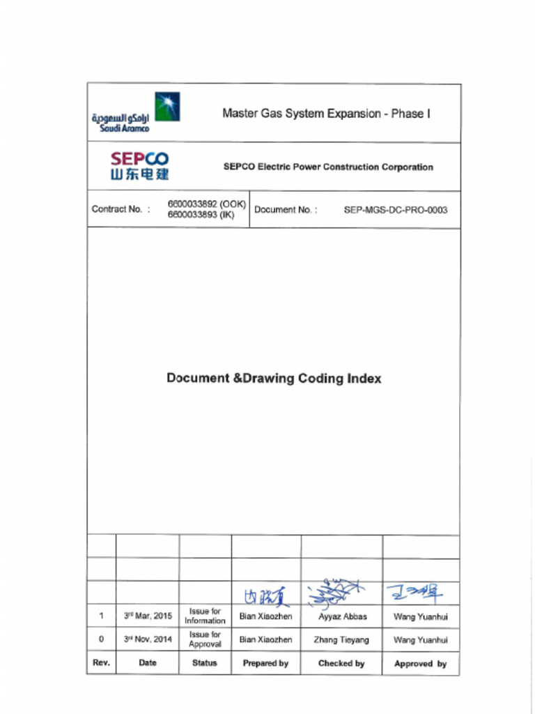 SEP MGSE DC PRO 0003 - 1 Document&Drawing Coding Index | PDF | Pump ...