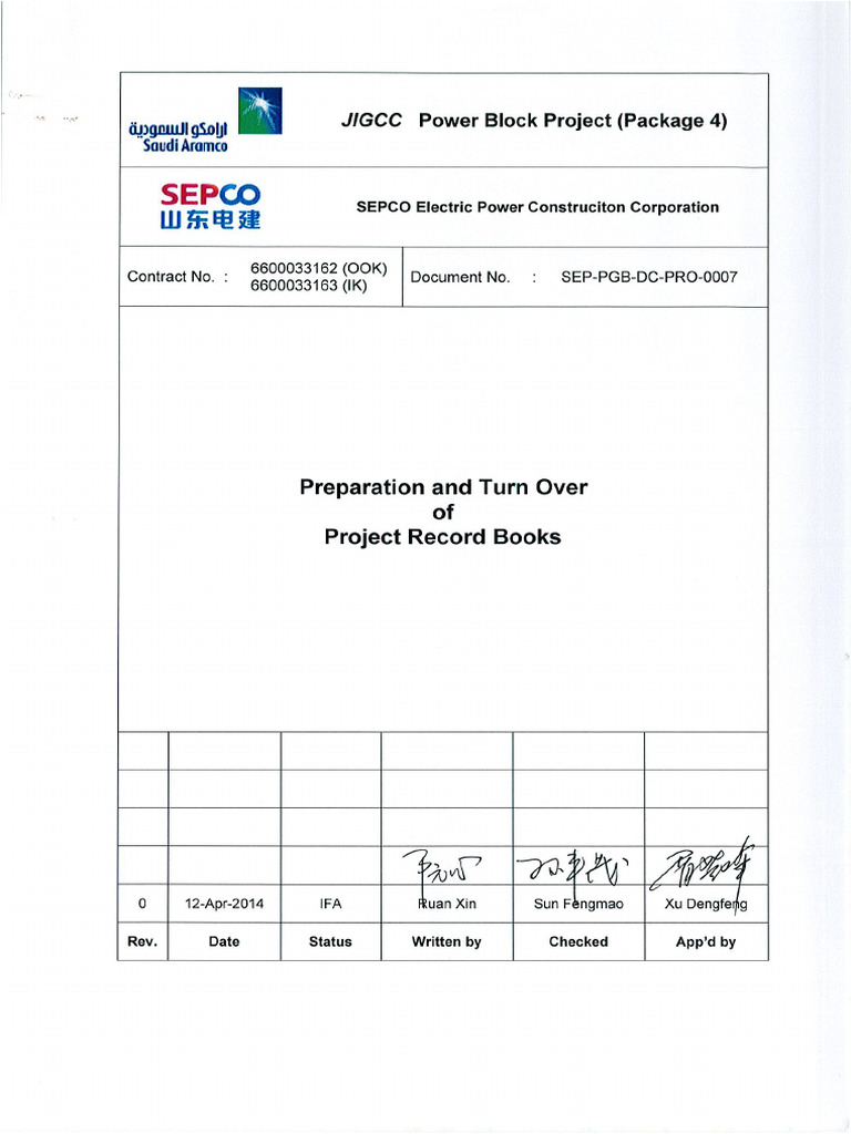 SEP-PGB-DC-PRO-0007 - 0 Preparation and Turn Over of Project Record ...