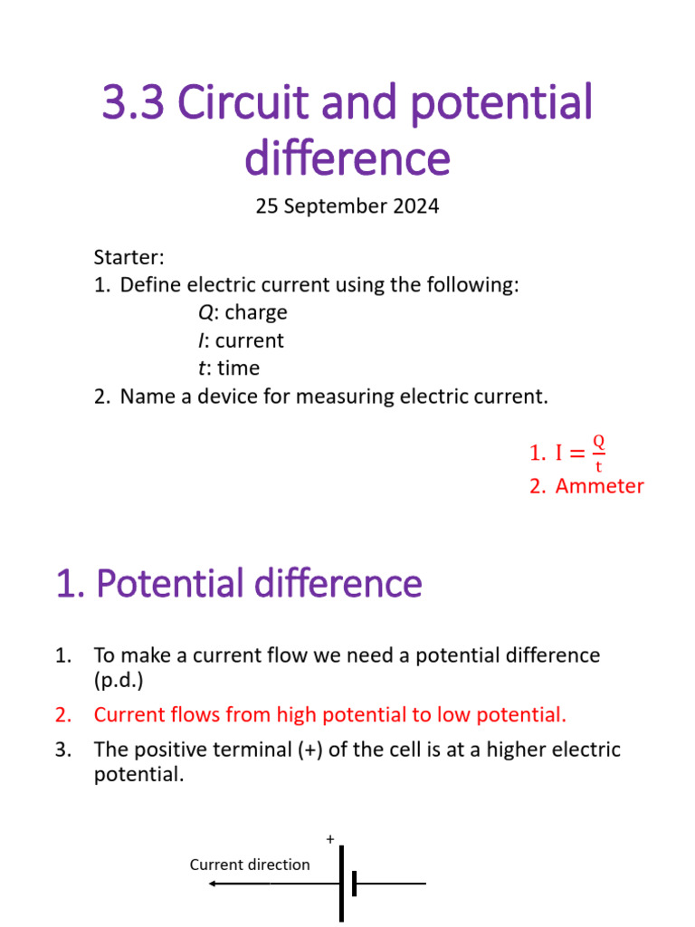 Understanding Circuit and Potential Difference | PDF