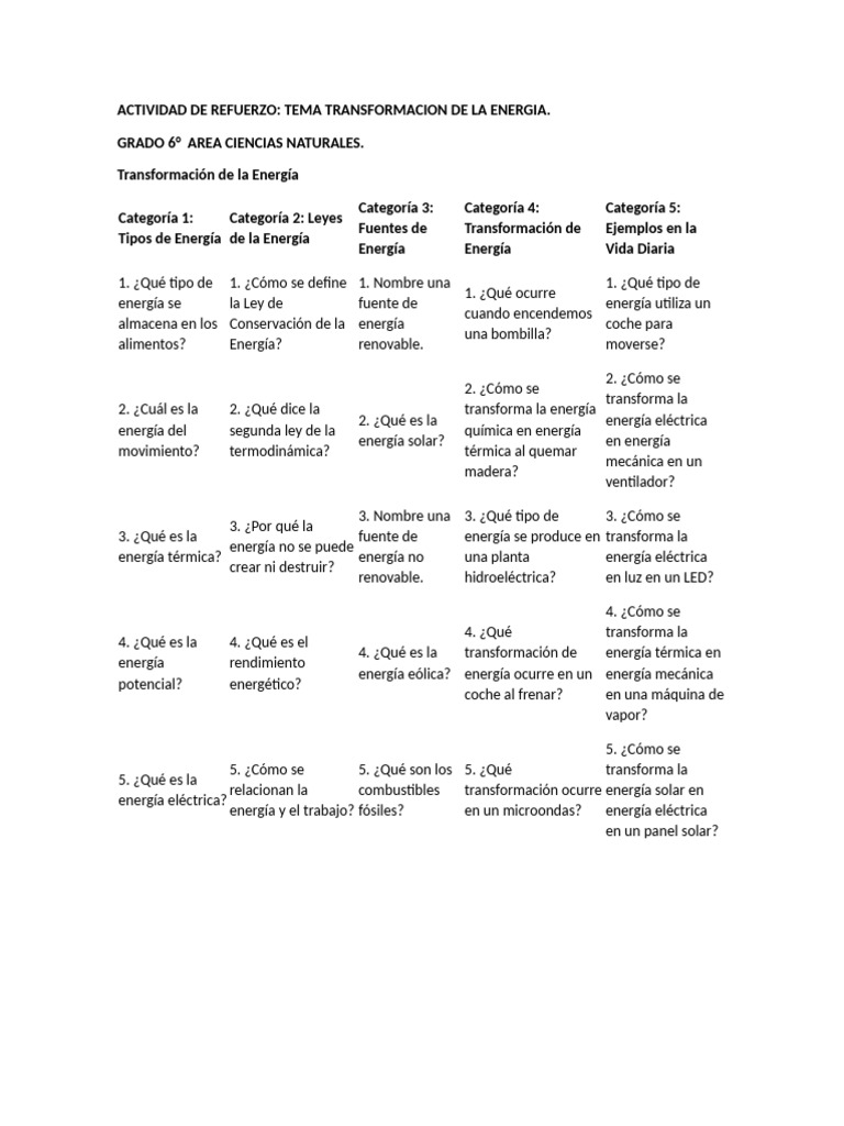 Transformacion de La Energia | PDF | Ingenieria Eléctrica | Energía ...