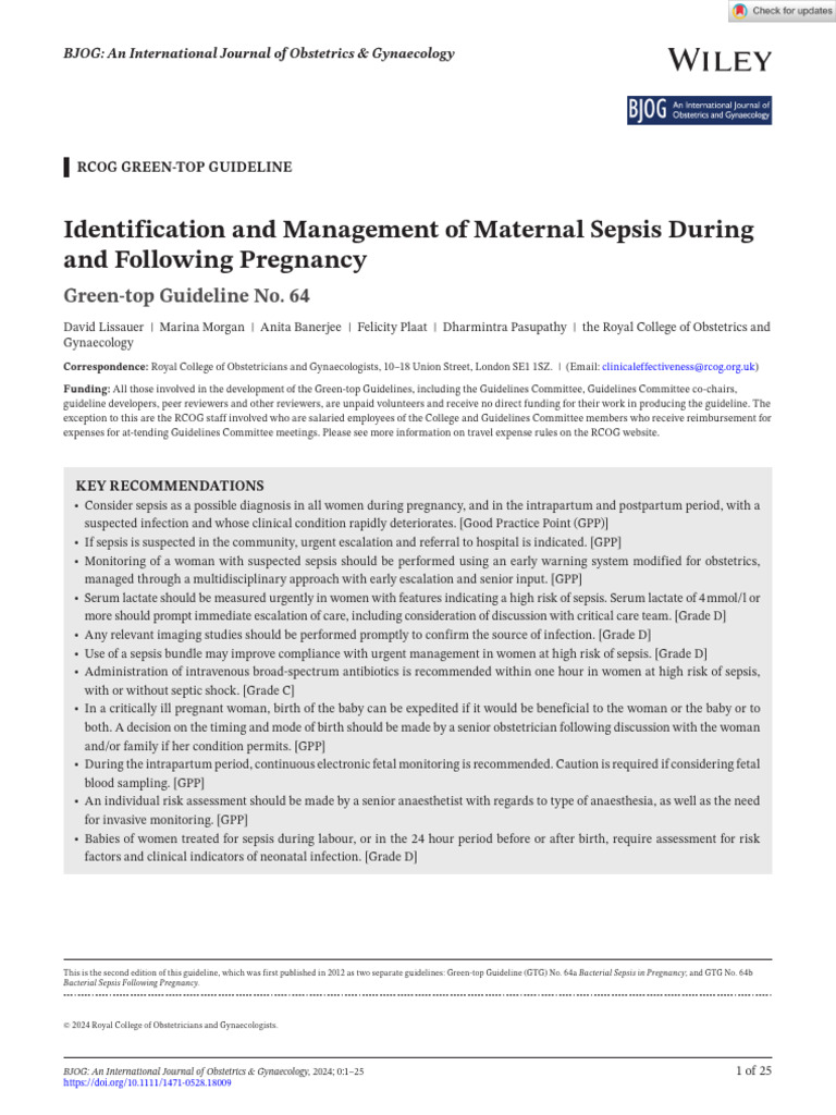 BJOG 2024 Lissauer Identification and Management o 250109 124838 | PDF ...