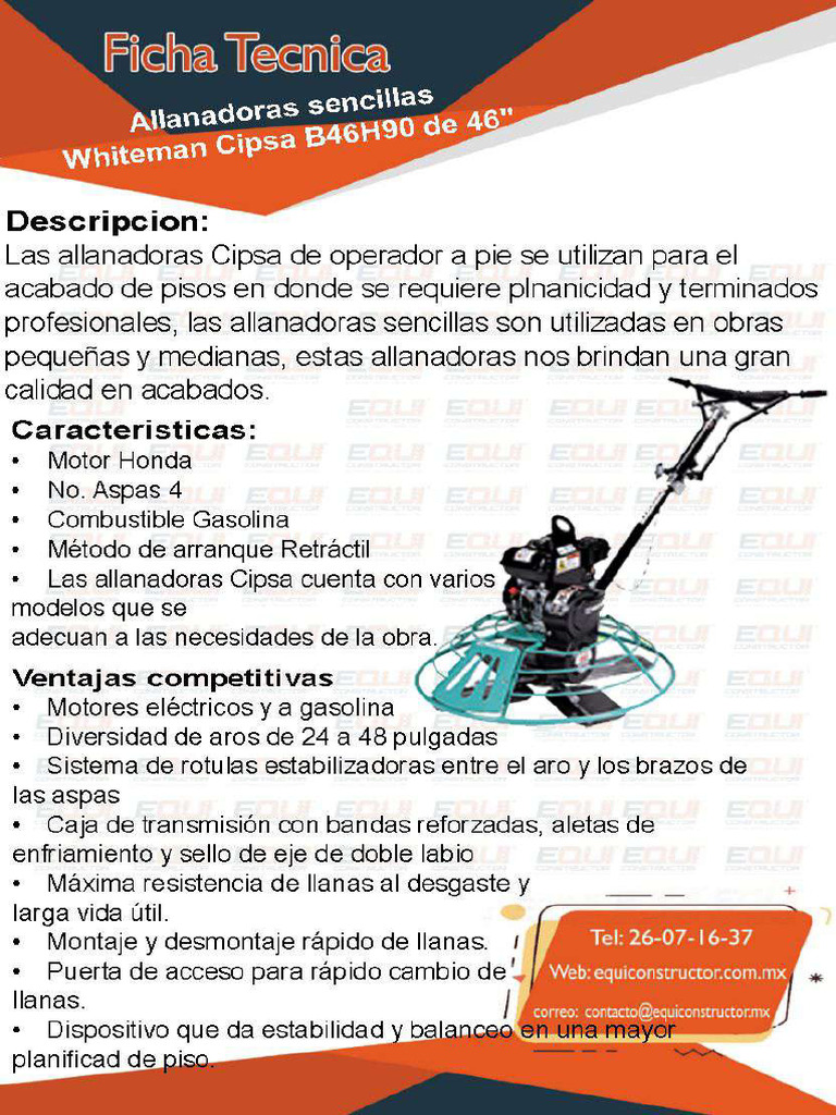 Allanadoras Sencillas Whiteman Cipsa B46H90 de 46 | PDF
