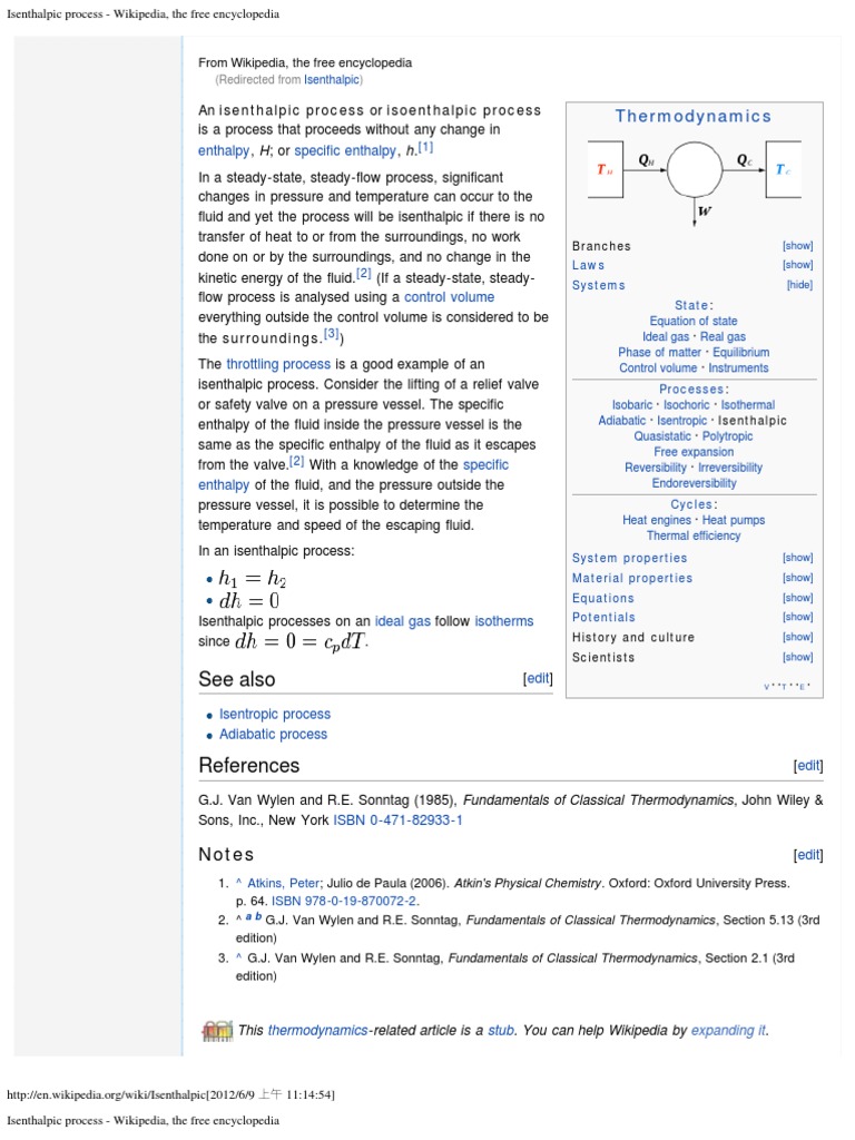 Isenthalpic Process Explained | PDF | Enthalpy | Thermodynamics