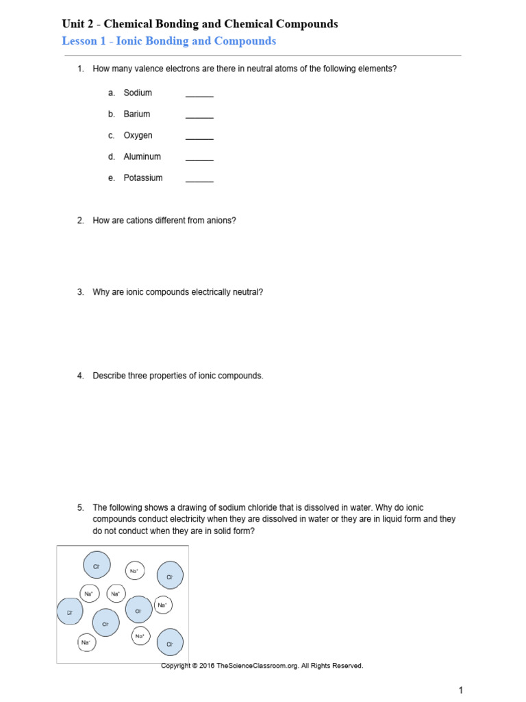 Lesson 1 Ionic Bonding and Compounds | PDF | Chemical Compounds | Ion