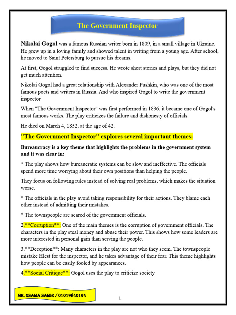 Government Intro - New | PDF | Nikolai Gogol | Bribery
