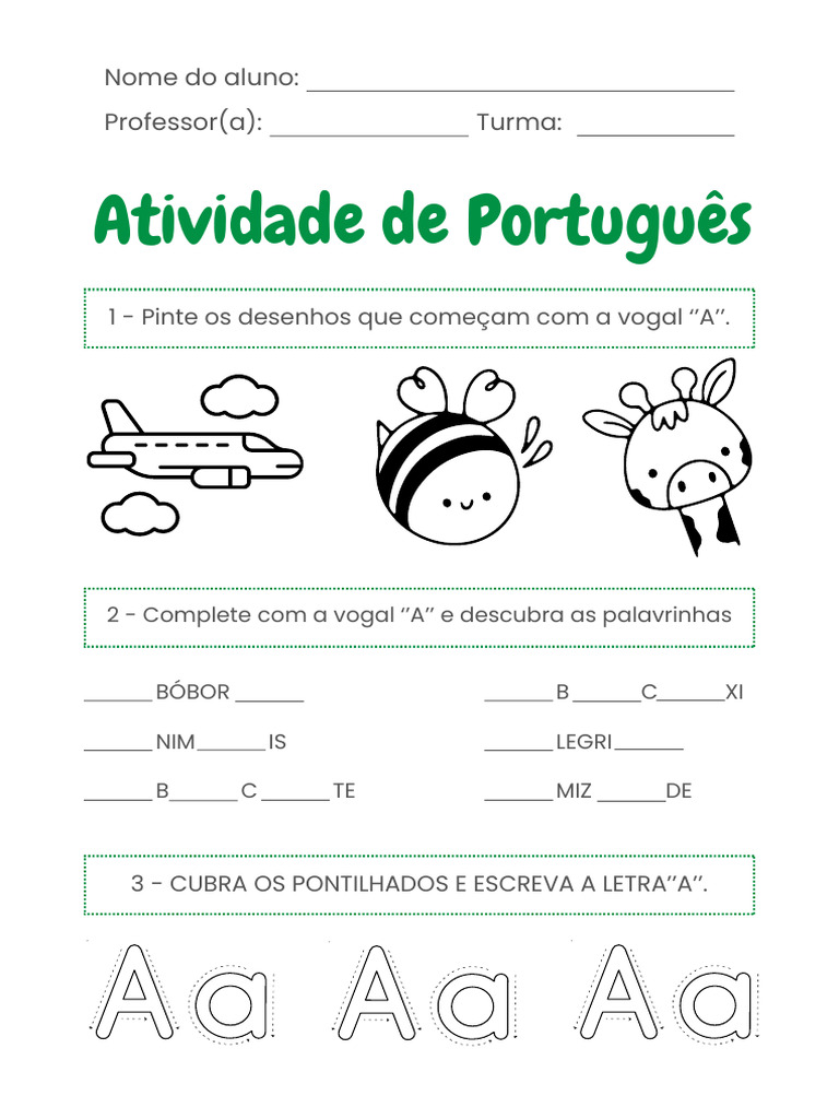Folha de Atividade Português Minimalista Cinza e Branco | PDF
