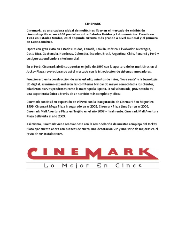 Cinemark | PDF | America latina | Perú