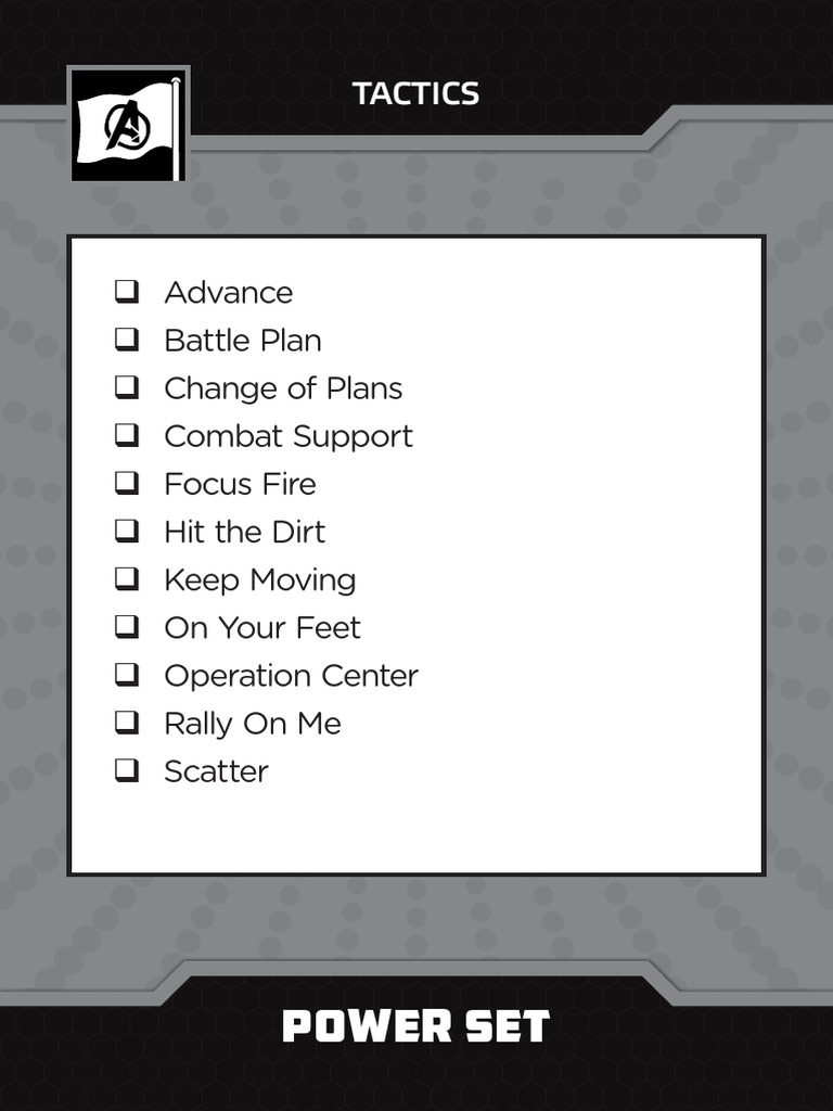 Marvel RPG Tactics Power Set Guide | PDF | Military | Conflicts