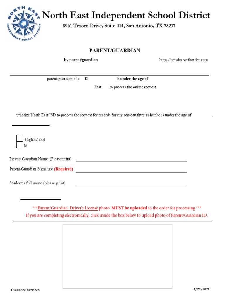 Neisdtx-parent-Authorization-Form 2021 Fillable With E - Signature | PDF