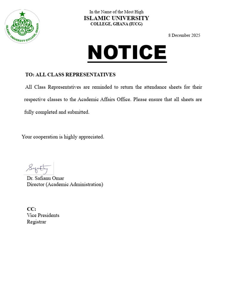 Return Class Attendance Sheets | PDF