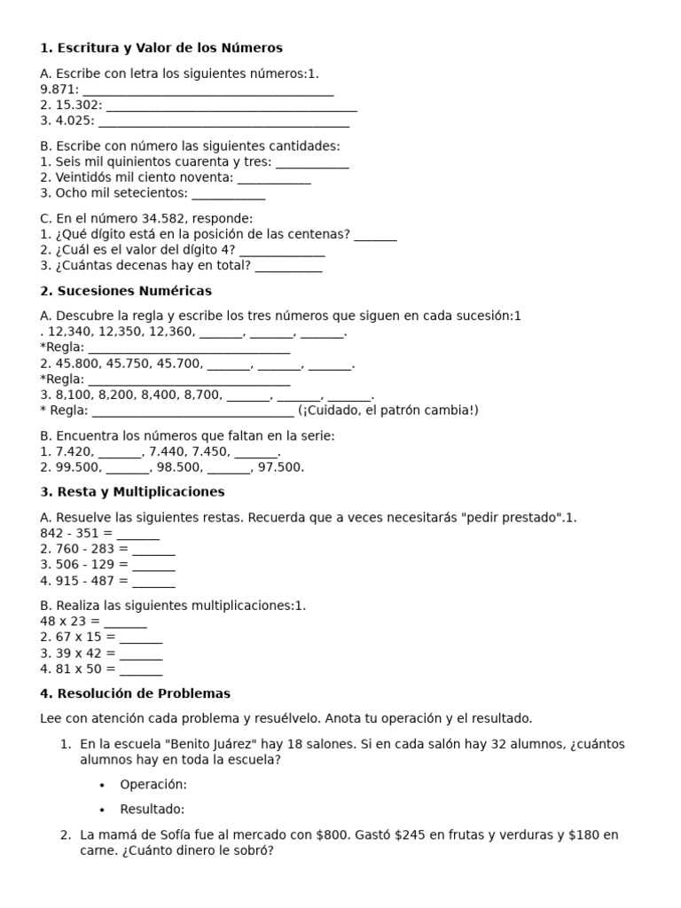 Ejercicios de Matemáticas Básicas | PDF | Aritmética | Números