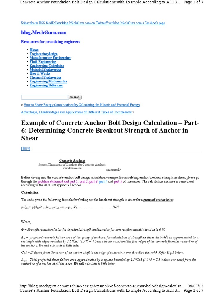 Blog Mechguru Com Machine Design Example of Concrete Anchor Bolt Design ...
