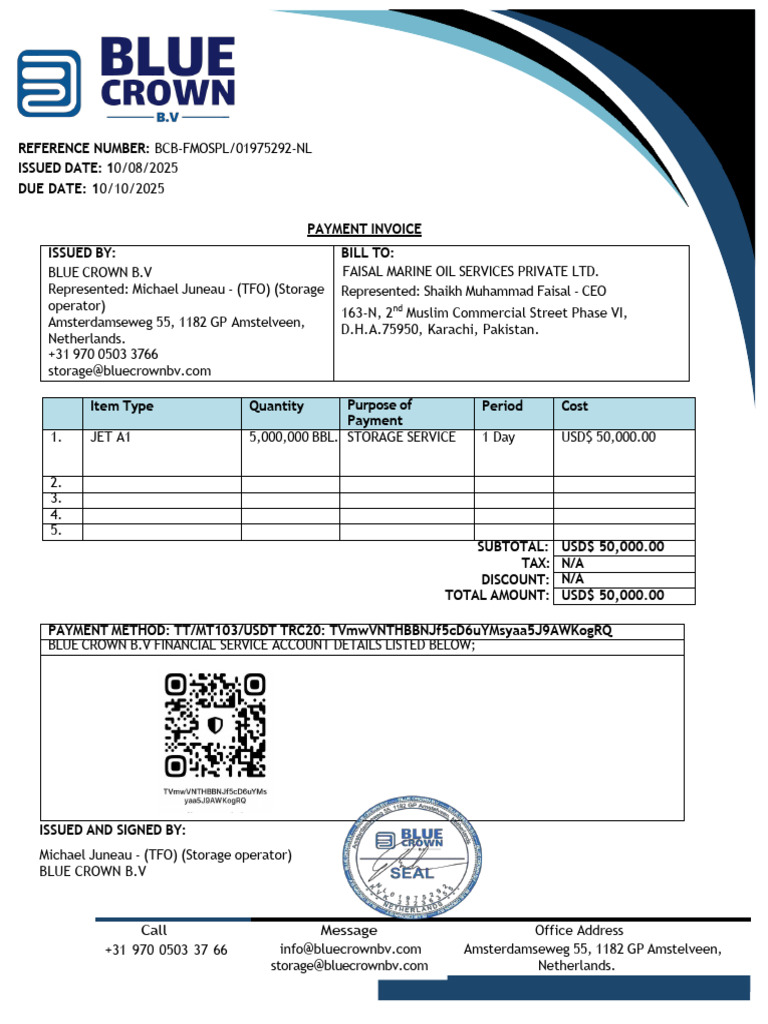 Blue Crown Invoice - Jeta1 Fmospl | PDF