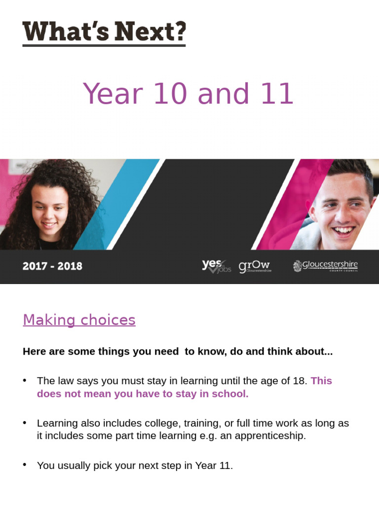 Year 10 and 11 Whats Next Booklet Presentation 2017 | PDF | Educational ...