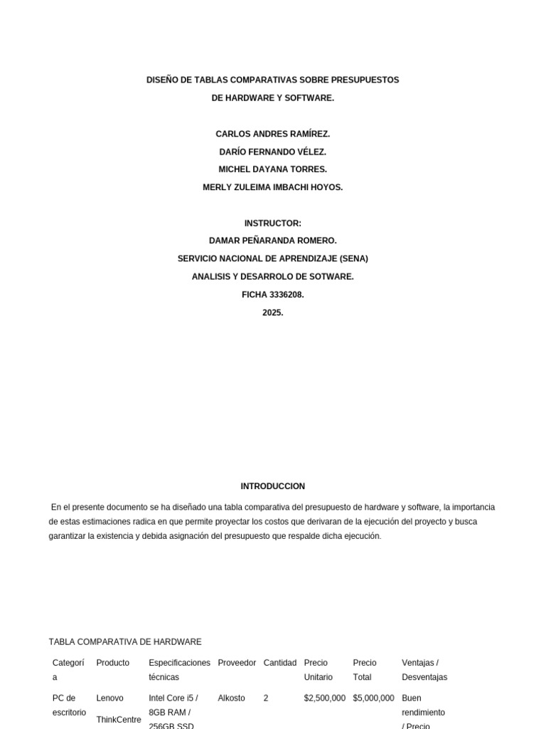 Diseño de Tablas Comparativas. DAMAR | PDF | Software | Computación en la nube