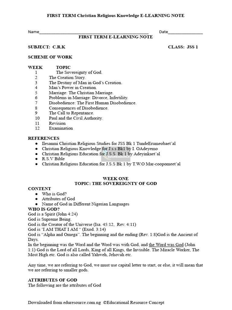 1ST TERM J1 CHRISTIAN RELIGIOUS KNOWLEDGE (1) Org | PDF | Jacob ...