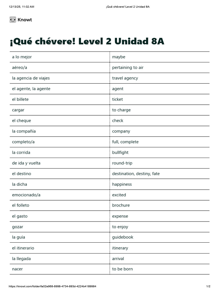 ¡Qué Chévere! Level 2 Unidad 8A | PDF | aerolíneas | Aviación Civil