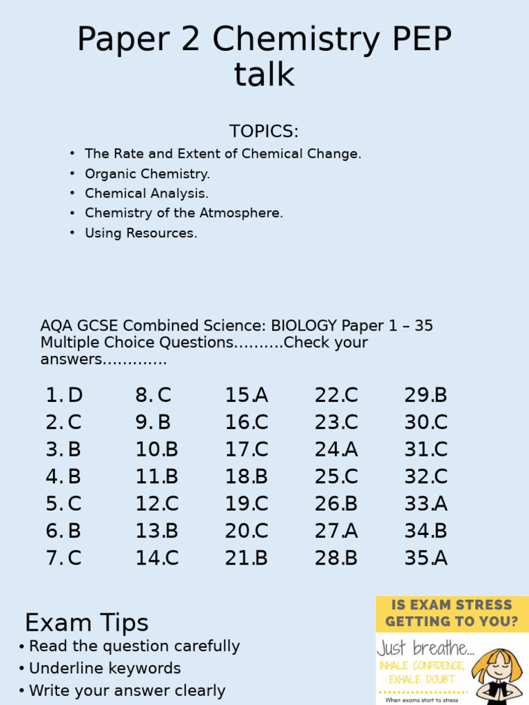 AQA GCSE Chemistry Exam Topics Guide | PDF | Alkene | Chemical Reactions