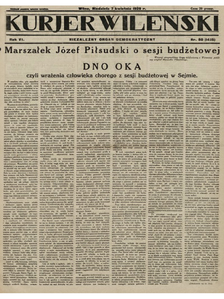 J. Piłsudski, Dno Oka, Czyli Wrażenia Człowieka Chorego z Sesji ...