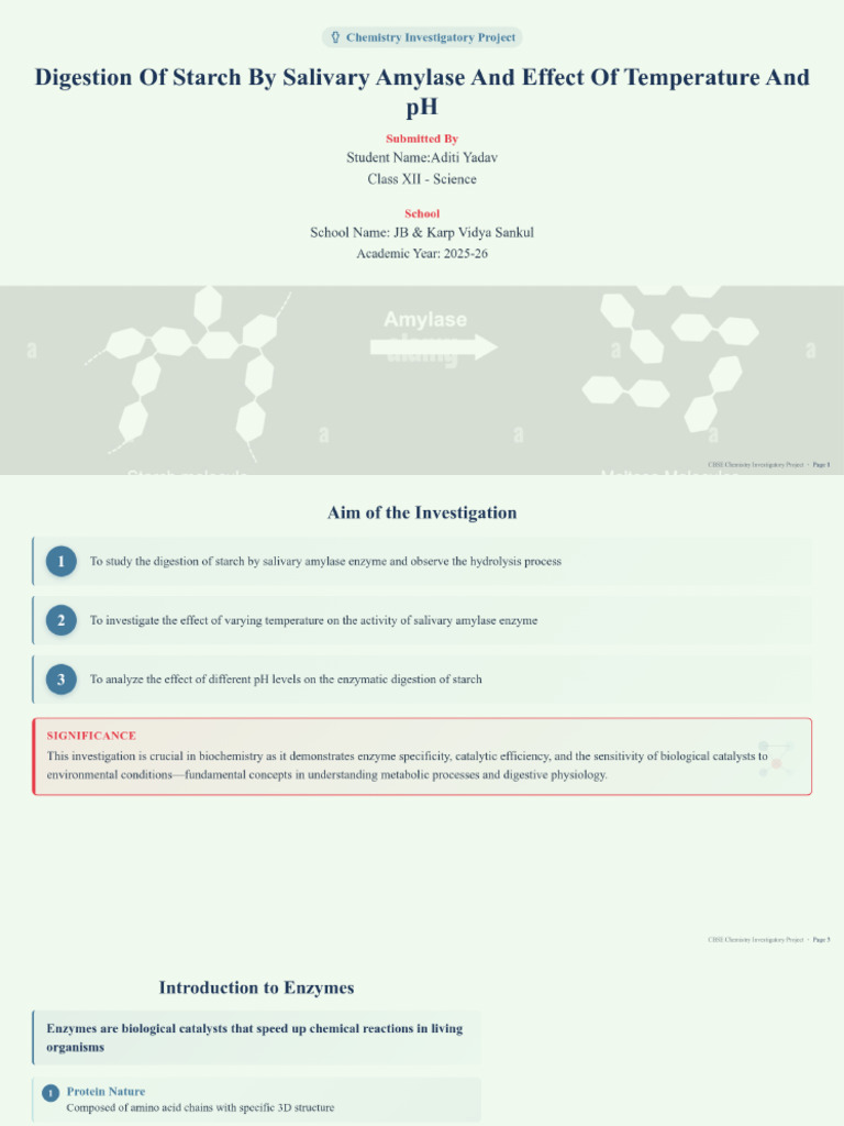 Digestion of Starch by Salivary Amylase and Effect. | PDF