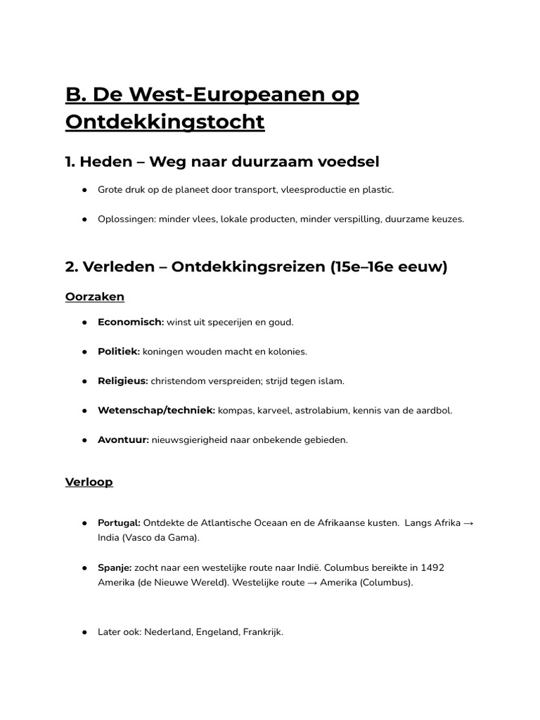 B. de West-Europeanen Op Ontdekkingstocht: 1. Heden - Weg Naar Duurzaam ...