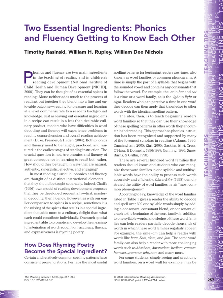 Timothy Rasinski - Phonics To Fluency | PDF | Phonics | Reading (Process)