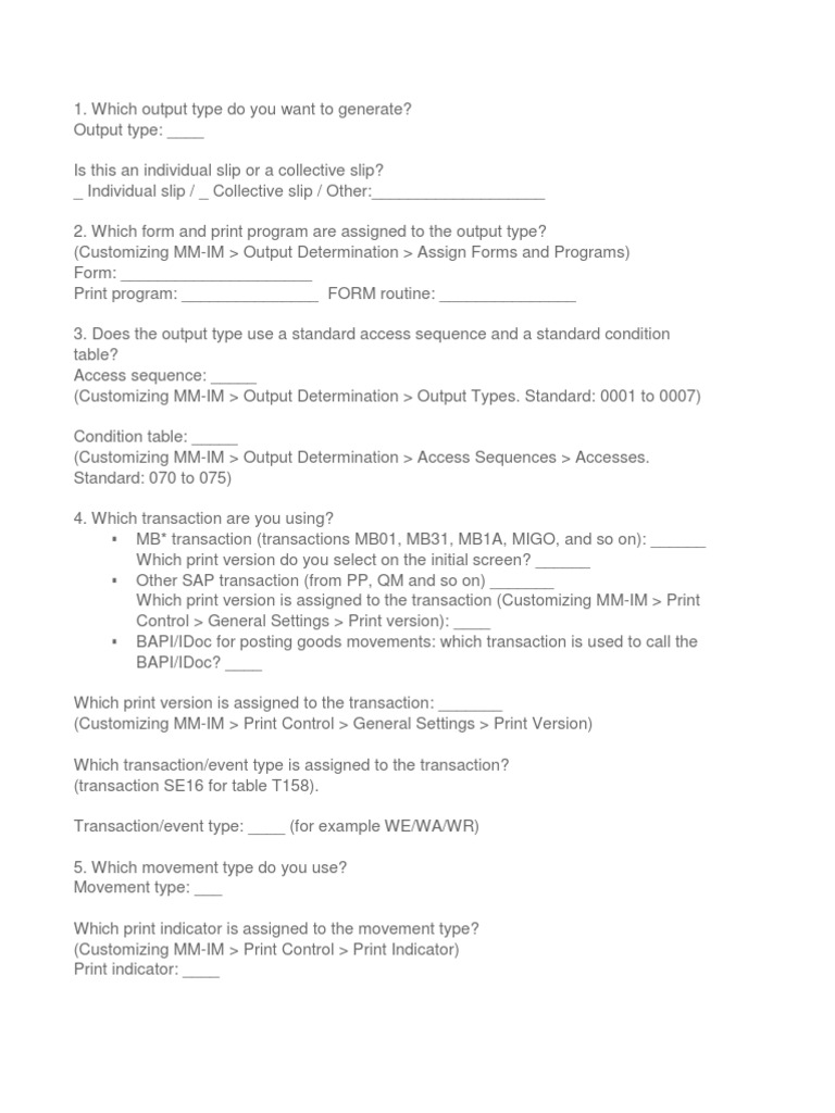 Output Control Check List | PDF | Parameter (Computer Programming) | Printer (Computing)