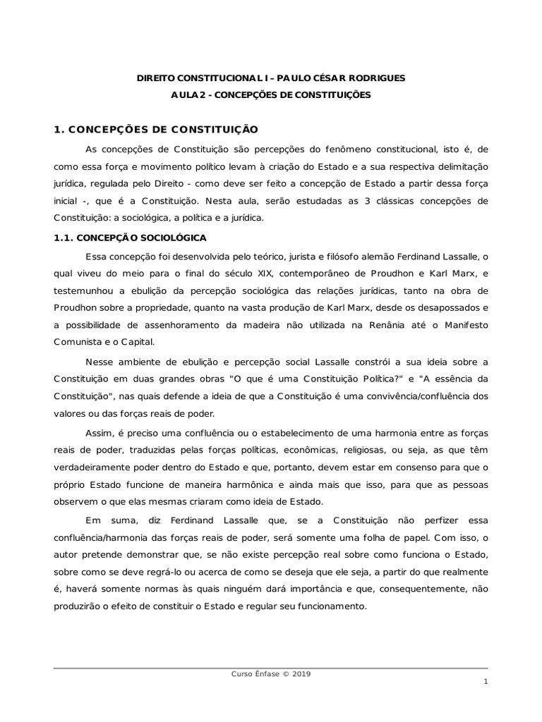 Concepções de Constituição no Direito | PDF | Constituição | Lei ...