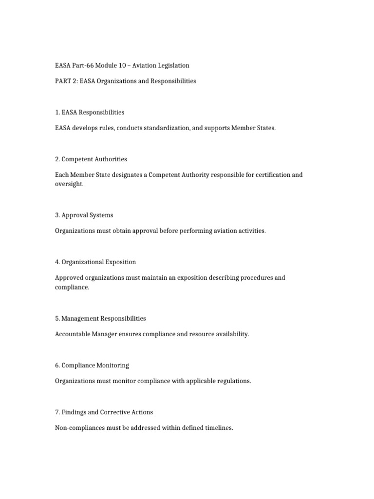 Module 10 Part2 EASA Organizations | PDF | Regulatory Compliance | Audit