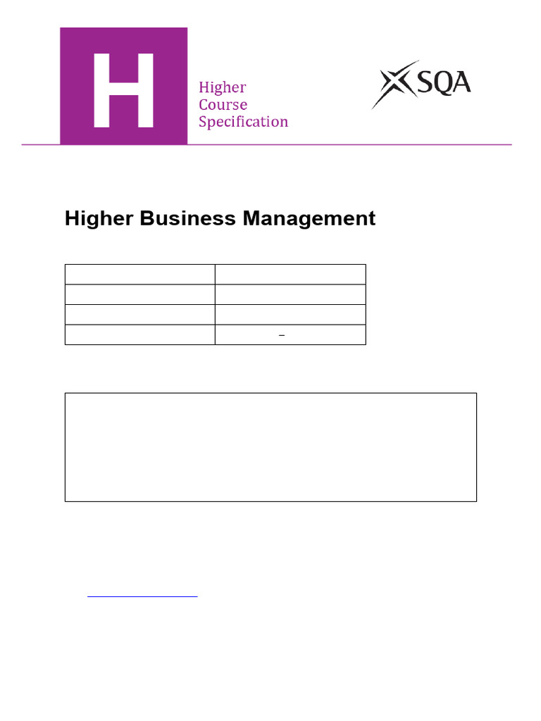 Higher Business Management Course Guide | PDF | Marketing | Pricing