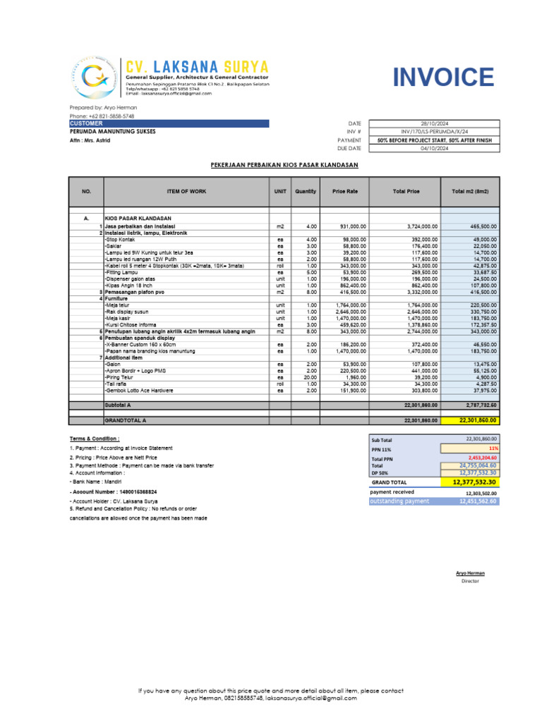 Invoice-INV - 170 - LS-PERUMDA - X - 24 - FINAL INV | PDF | Market ...