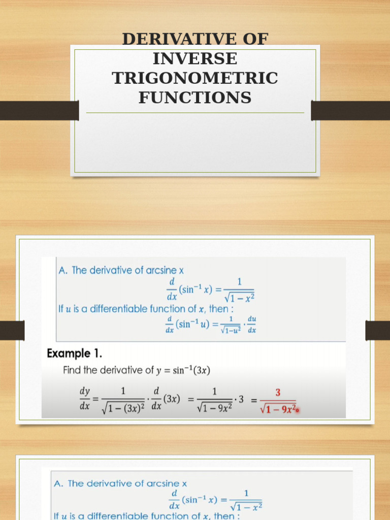 Derivative of Inverse Trigo Functions | PDF