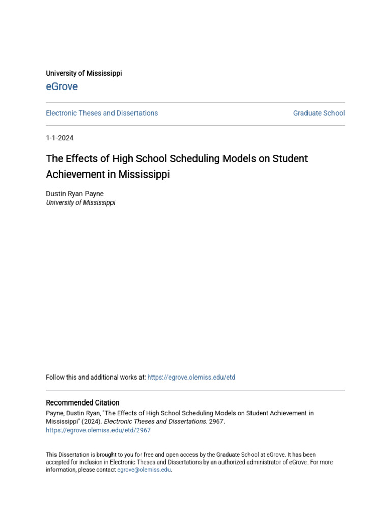 The Effects of High School Scheduling Models On Student Achieveme | PDF ...
