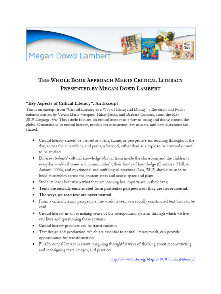 Critical Literacy in Education Insights | PDF | Literacy | Picture Book